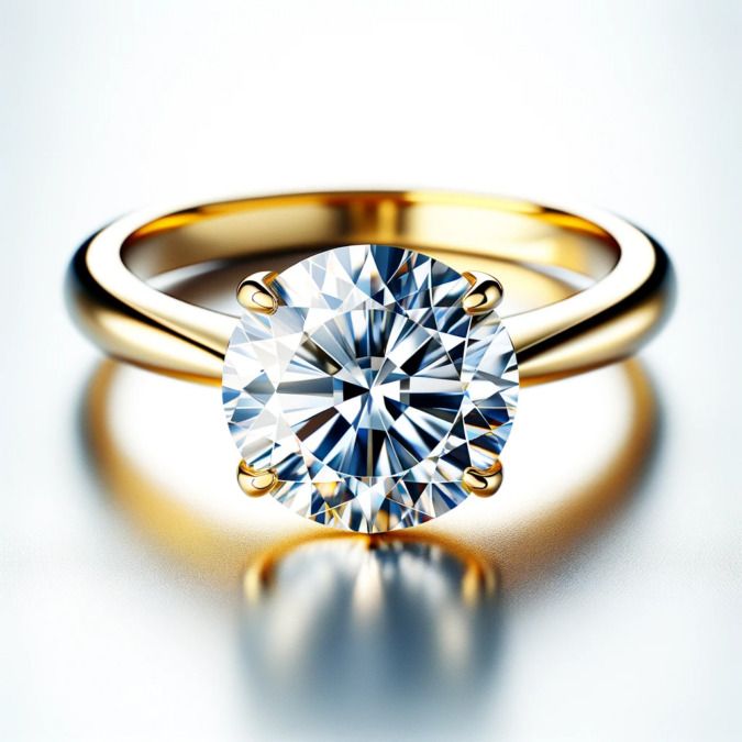 Anillo Solitario Diamante Round Cut Oro Amarillo | Mercurio Joyeros